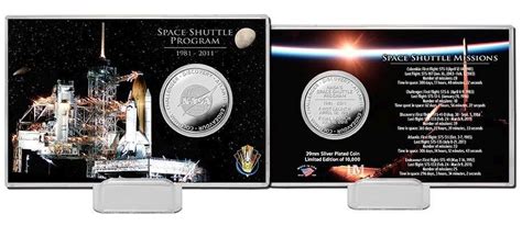 Space Shuttle Program Night Silver Coin Card Coin Card Silver Coins