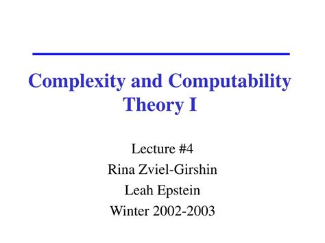 Ppt Complexity And Computability Theory I Powerpoint Presentation