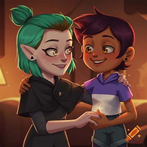 Luz And Amity From The Owl House Embracing And Holding Hands On Craiyon