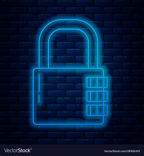 Glowing Neon Line Safe Combination Lock Icon Vector Image