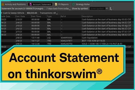 Using The Account Statement On Thinkorswim® Charles Schwab
