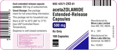 Acetazolamide Capsules Package Insert Prescribing Info