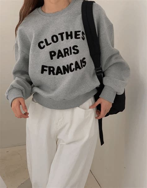 양기모 파리지앵 크롭맨투맨 딱핏