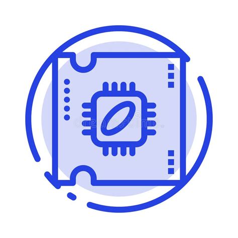 Cpu Microchip Processor Processor Chip Blue Dotted Line Line Icon