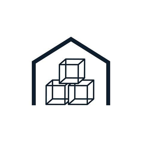Almacén O Línea De Almacenamiento Contorno Simple Logotipo Vector Icono