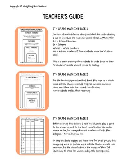 7th Grade Math Classifying Rational Numbers Interactive Workbook