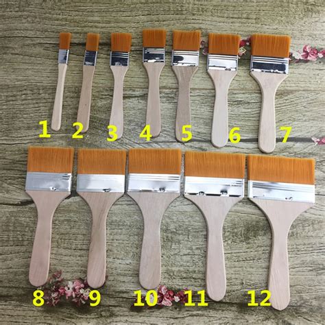 아크릴 유화 학교 미술 용품용 나일론 페인트 브러시 다른 크기의 나무 손잡이 수채화 브러시 1pc