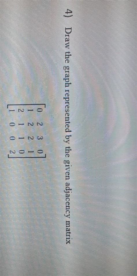 solved 4 draw the graph represented by the given adjacency