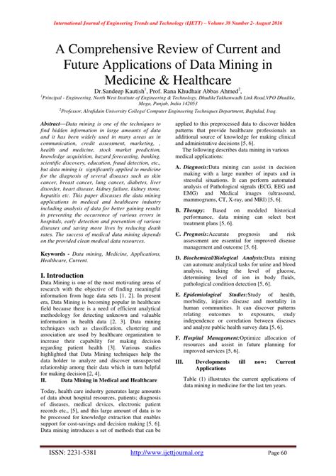 Pdf A Comprehensive Review Of Current And Future Applications Of Data Mining In Medicine