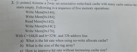 Solved 2 6 Points Assume A 2 Way Set Associative