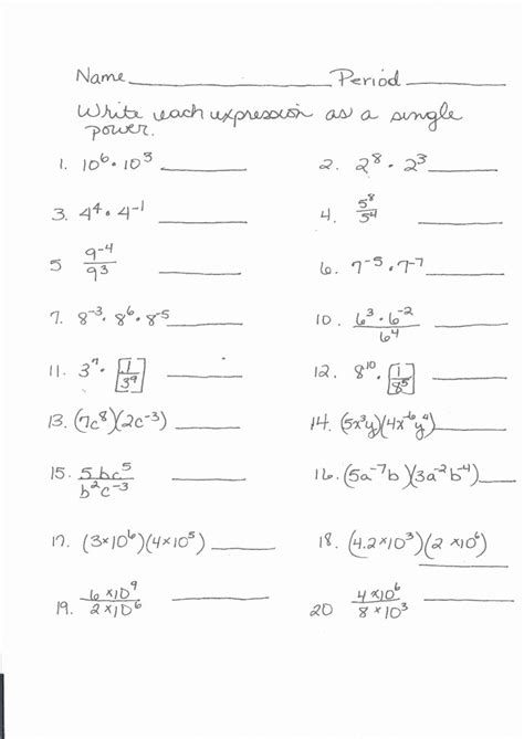 Simplify Exponential Expressions Worksheet Chessmuseum Template Library