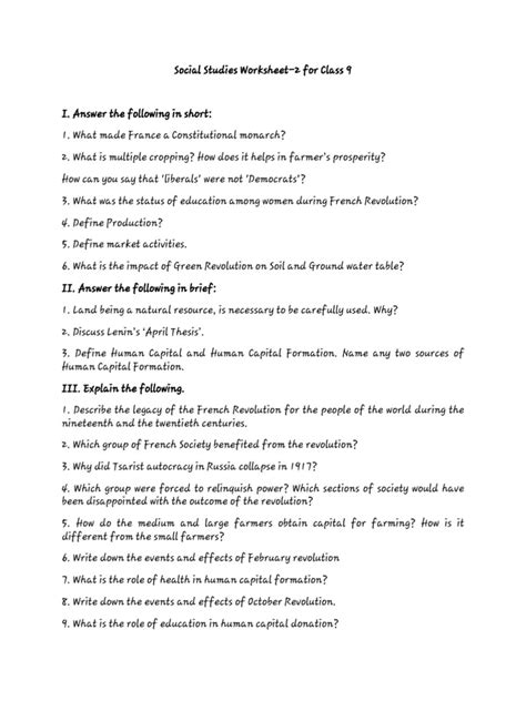 Class 9 History Chapter 2 Worksheet Pdf Finance And Money Management