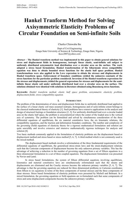 Pdf Hankel Tranform Method For Solving Axisymmetric Elasticity