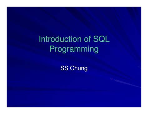 Pdf Introduction Of Sql Programming