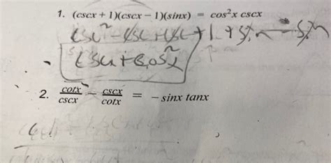 Solved 1 Cscx 1 Cscx 1 Sinx Cos2x Cscx