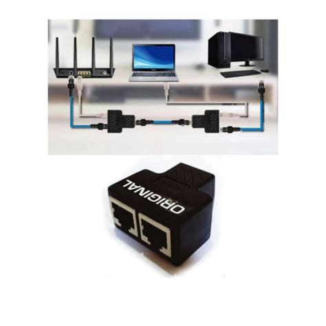 Jual Kabel LAN Splitter Cabang 1 To 2 Way Female Ethernet Network Adapter Rj45 Konektor Internet