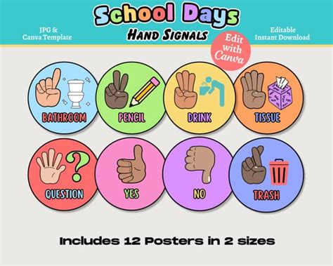 Classroom Hand Signal Posters Classroom Management Rainbow Classroom