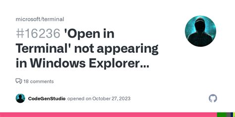 Open In Terminal Not Appearing In Windows Explorer Context Menu