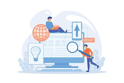 Tiny People Developers At Computer Working On Core System Core System Development All In One