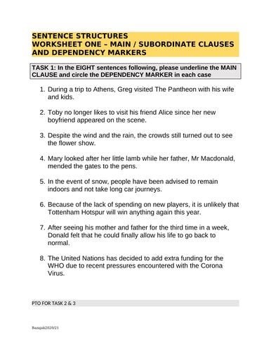 Gcse English Language Sentence Structures Teaching Resources