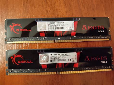 Оперативная память G Skill Aegis Ddr4 32gb 2x16gb Kit 3200mhz Cl16 1 35v F4 3200c16d 32gis