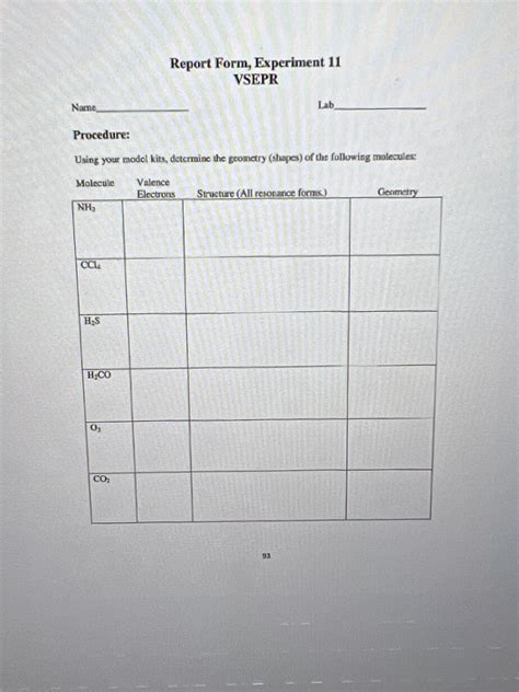 Report Form Experiment 11vsepr