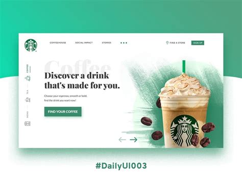 Starbucks Redesign Webpage Design Website Design Web Design