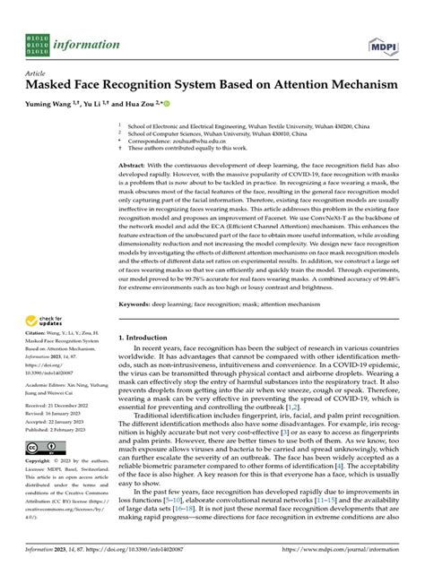 masked face recognition system based on attention pdf conceptual