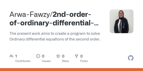 Github Arwa Fawzy 2nd Order Of Ordinary Differential Equation Matlab