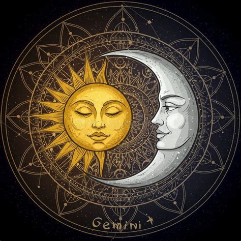 Artistic Depiction Of The Sun And Moon With Human Like Faces The Sun