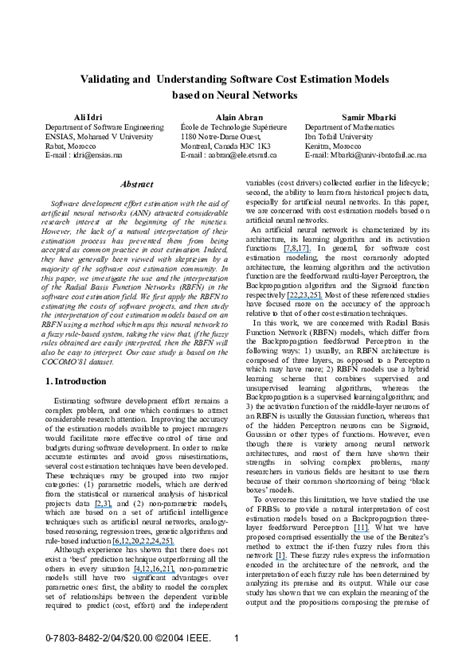 Pdf Validating And Understanding Software Cost Estimation Models Based On Neural Networks