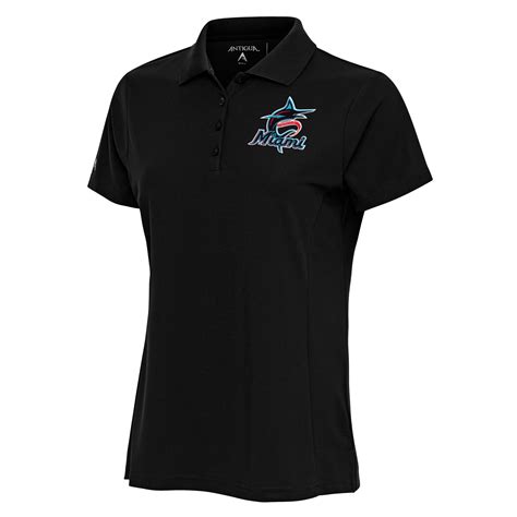 Womens Miami Marlins Antigua Black Logo Legacy Pique Polo