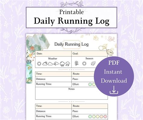 Daily Running Log Printable Pdf Running Chart Running Log Book