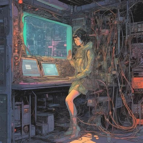 Cyberpunk Hacker Haven A Visual Symphony Premium Ai Generated Image