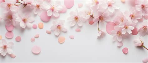 Premium Photo Spring Artistry Flat Lay With Cherry Blossoms
