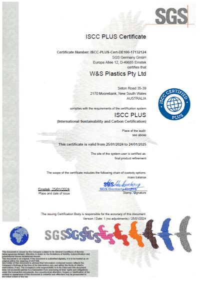 ISCC PLUS Certification W S Plastics