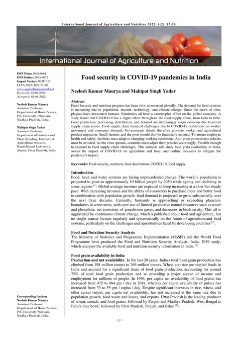pdf neelesh kumar maurya and mahipat singh yadav food security in