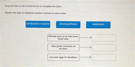 Solved Drag The Tiles To The Correct Boxes To Complete The Pairs Identify The Type Of Chemical
