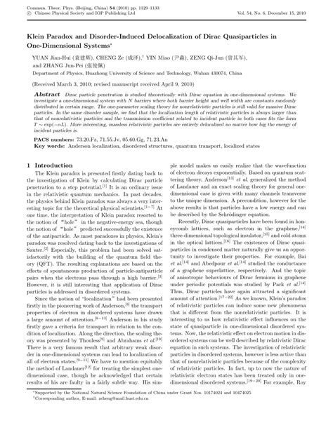 Pdf Klein Paradox And Disorder Induced Delocalization Of Dirac