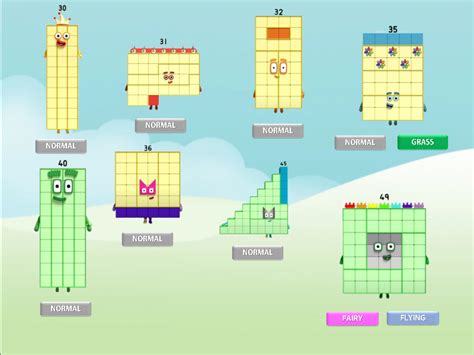 Numberblocks With Types Thirty To Forty Nine By Silviacat3 On Deviantart