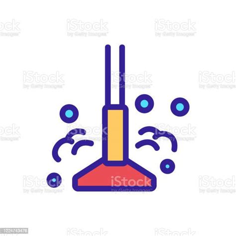 브러시 진공 청소기 아이콘 벡터 개요 그림에서 공기로 먼지 방출 가사 집안일에 대한 스톡 벡터 아트 및 기타 이미지 가사
