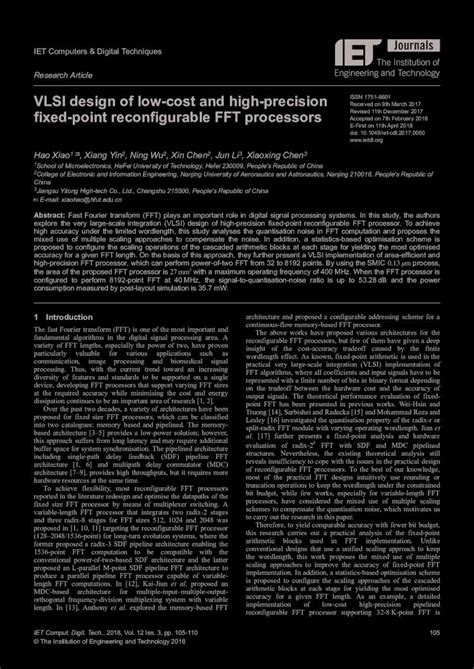 Pdf Fixed Point Reconfigurable Fft Processors Vlsi Design Of Low