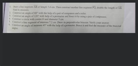 1 Draw A Line Segment Ab Of Length 56 Cm Then Construct Another Line S