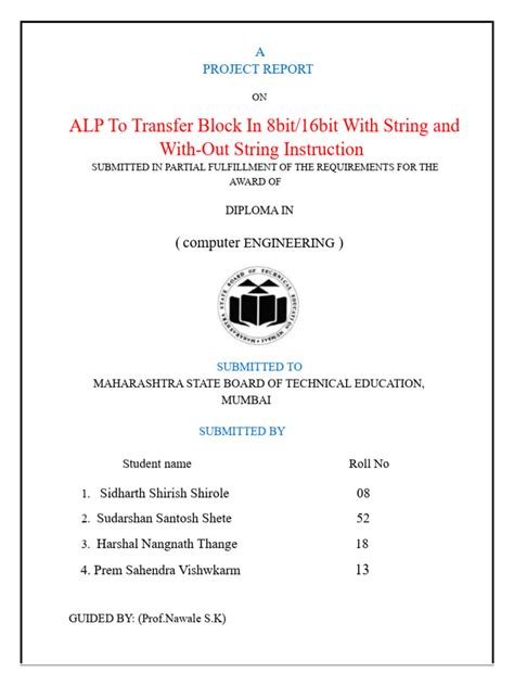 Alp To Transfer Block In 8bit16bit With String And With Out String Instruction Pdf Computer