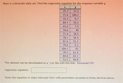 Solved Here Is A Bivariate Data Set Find The Regression Chegg