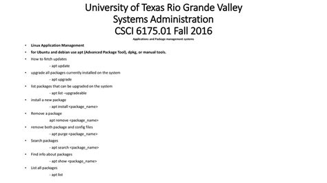 University Of Texas Rio Grande Valley Systems Administration CSCI Ppt