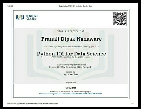 Pranali Nanaware On Linkedin Successfully Completed Python For Data