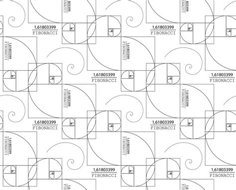 Premium Vector Seamless Pattern Of Fibonacci Sequence Spirals Golden Ratio Geometric Shapes