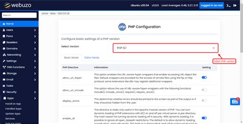 Edit Php Configuration Webuzo