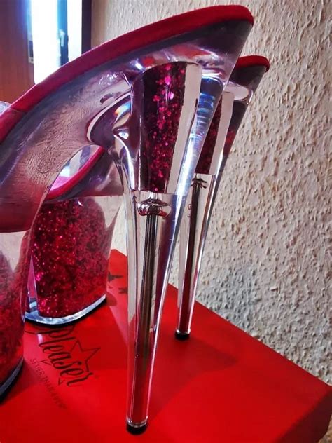 Pleaser Flamingo Pink Glitter Heelshold Up Nylon Stockings 15 Pics